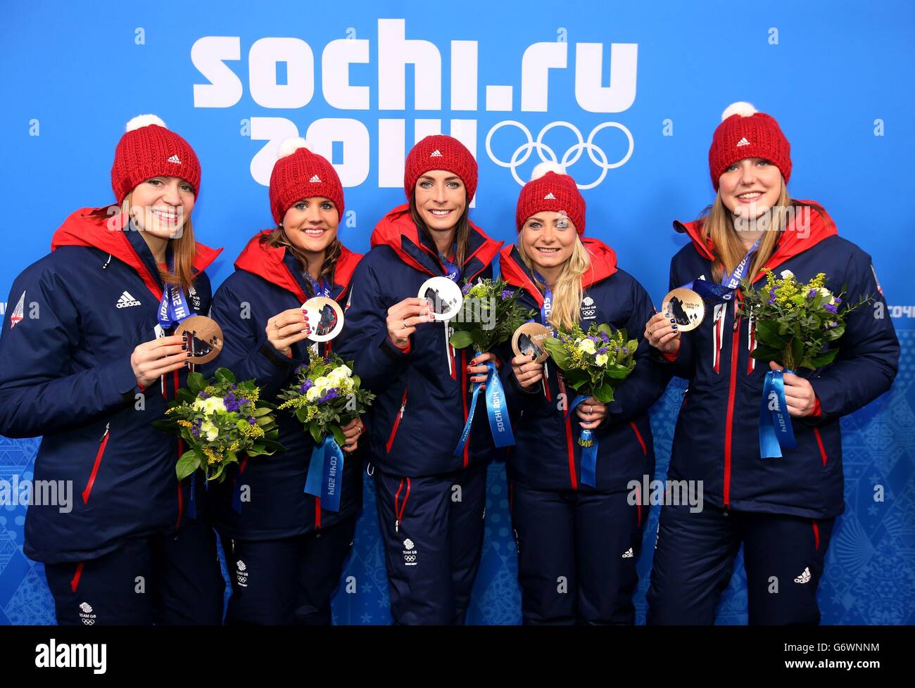 Great Britain's Women's curling team (left to right) Claire Hamilton ...