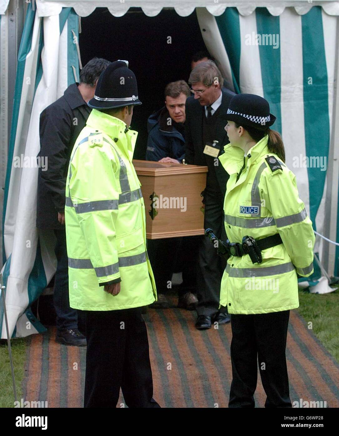 Rachel Whitear's coffin is led to a hearse, after it was exhumed at the ...