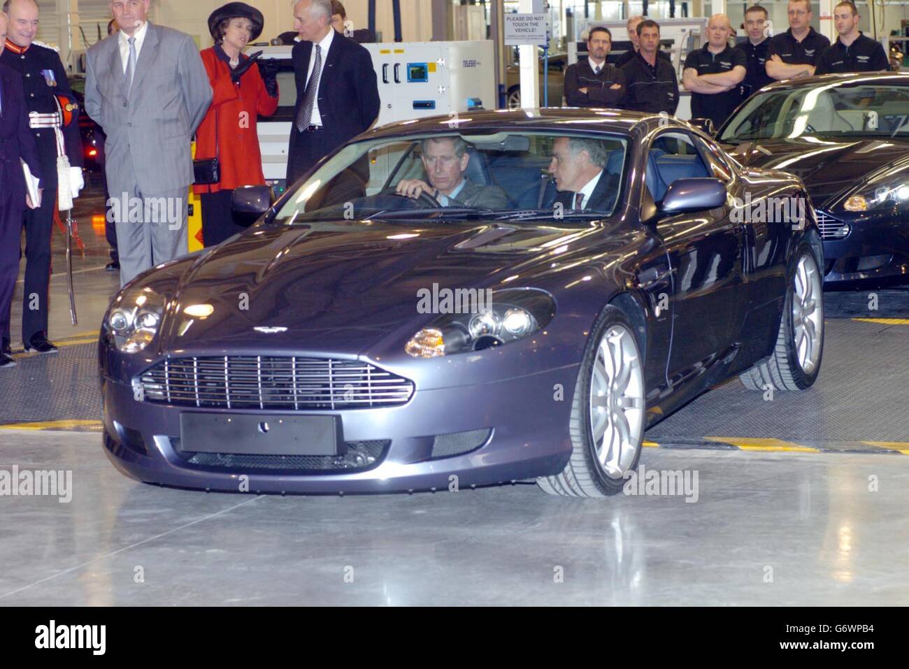 The Prince of Wales at the wheel of the new Aston Martin DB9 during a ...