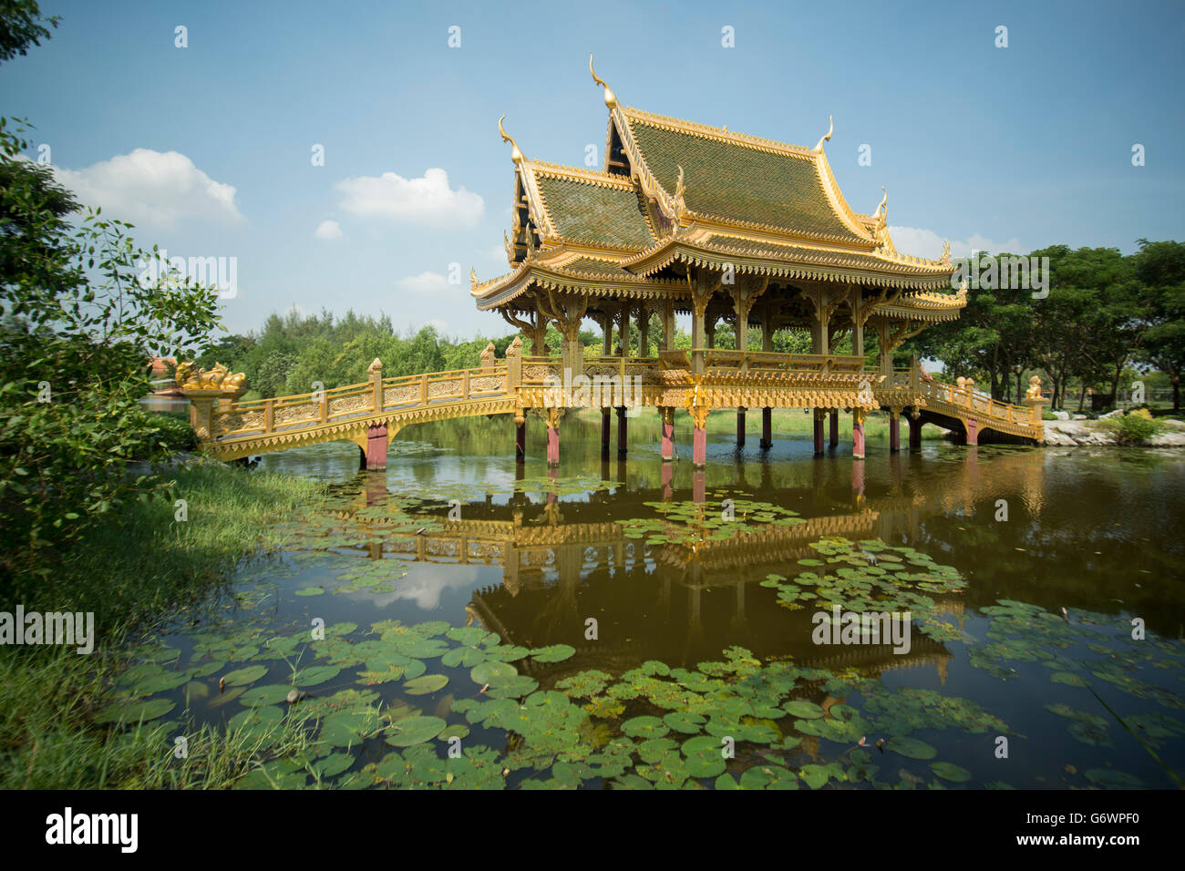 a traditional Woodbridge in the Ancient City or Muang Boran at the city ...