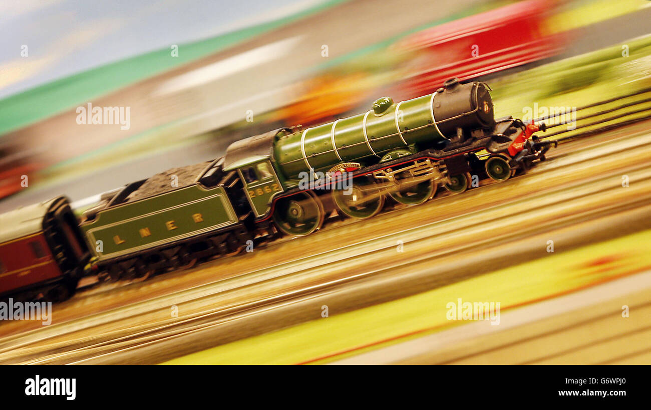 A Nottingham Forest model train at Model Rail Scotland 2014, the ...