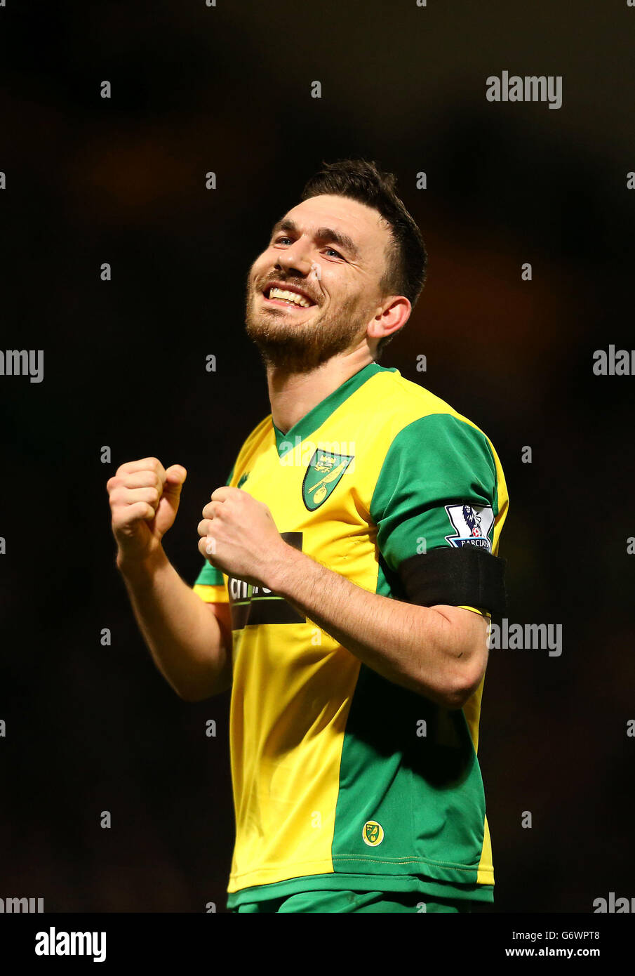Norwich City's goalscorer Robert Snodgrass celebrates at the end of the ...