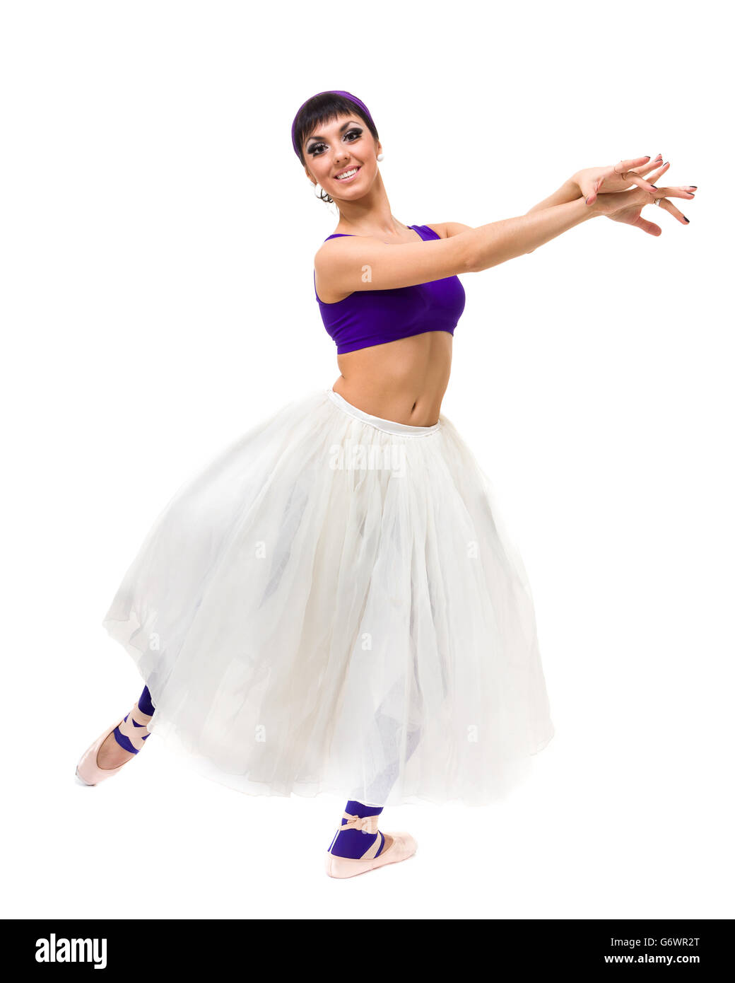 young woman dancing, isolated in full body on white Stock Photo - Alamy