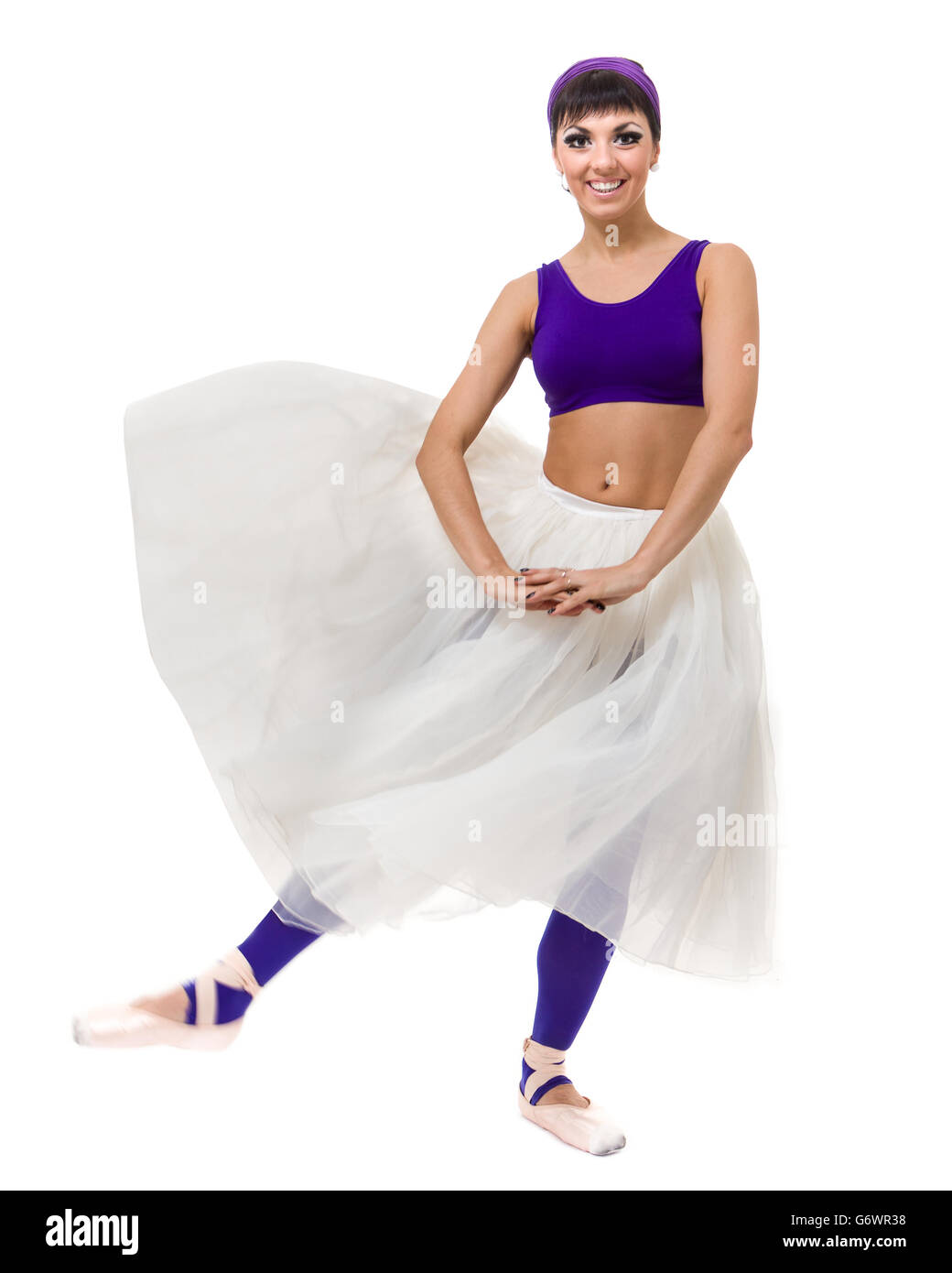 young woman dancing, isolated in full body on white Stock Photo - Alamy