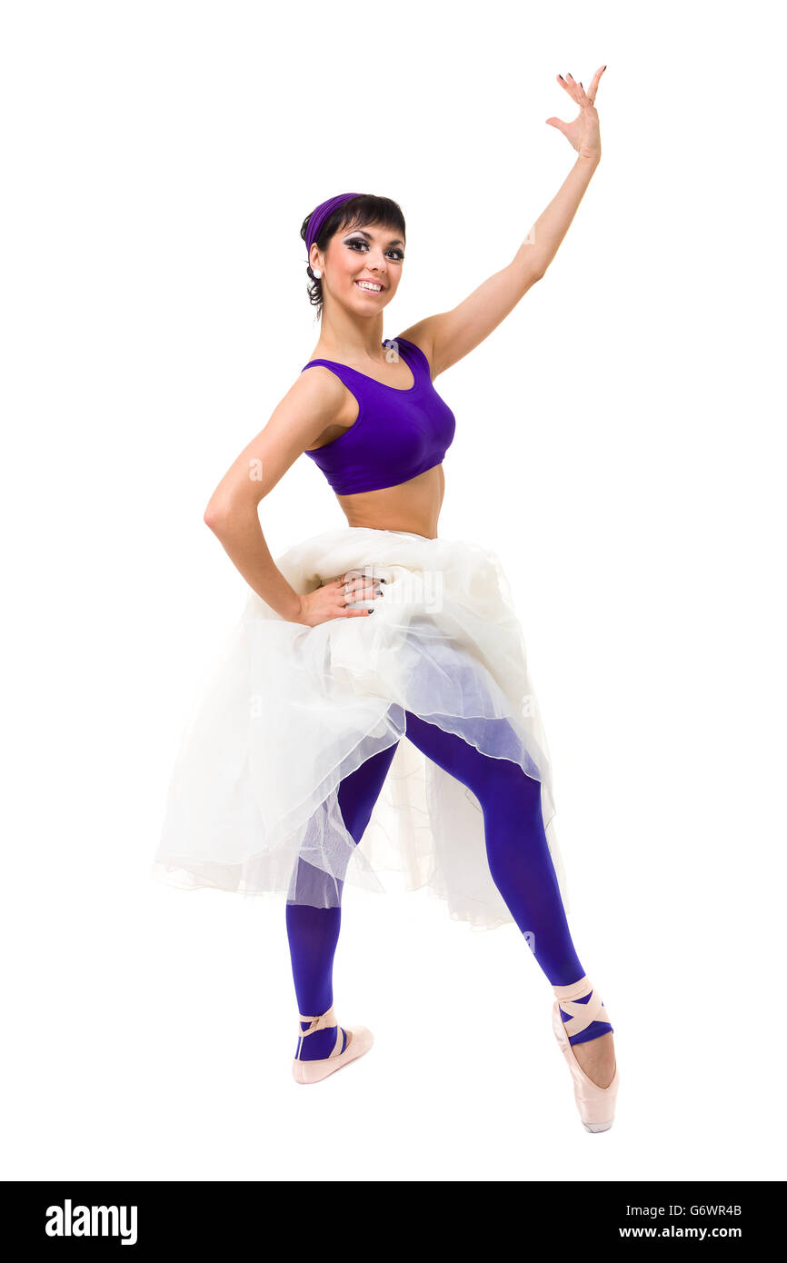 young woman dancing, isolated in full body on white Stock Photo - Alamy