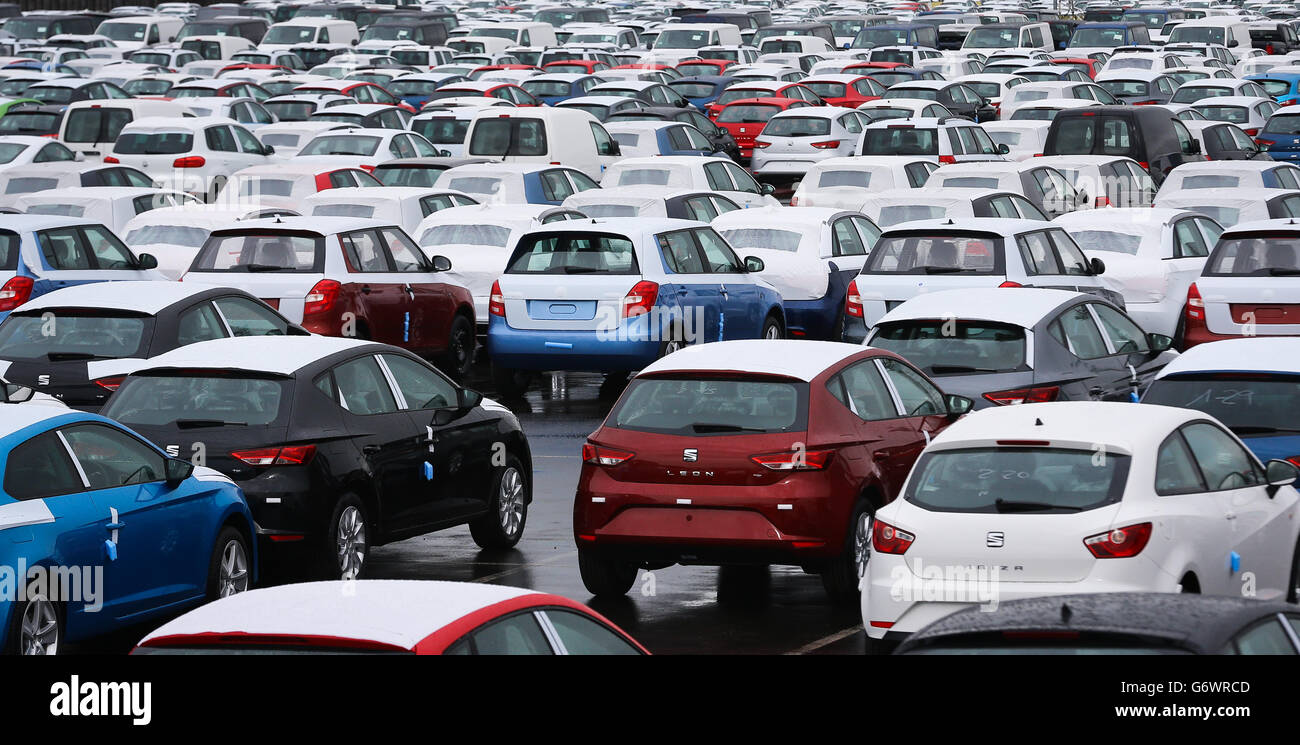 Newly registered cars at a compound in Sheerness, Kent, ahead of ...