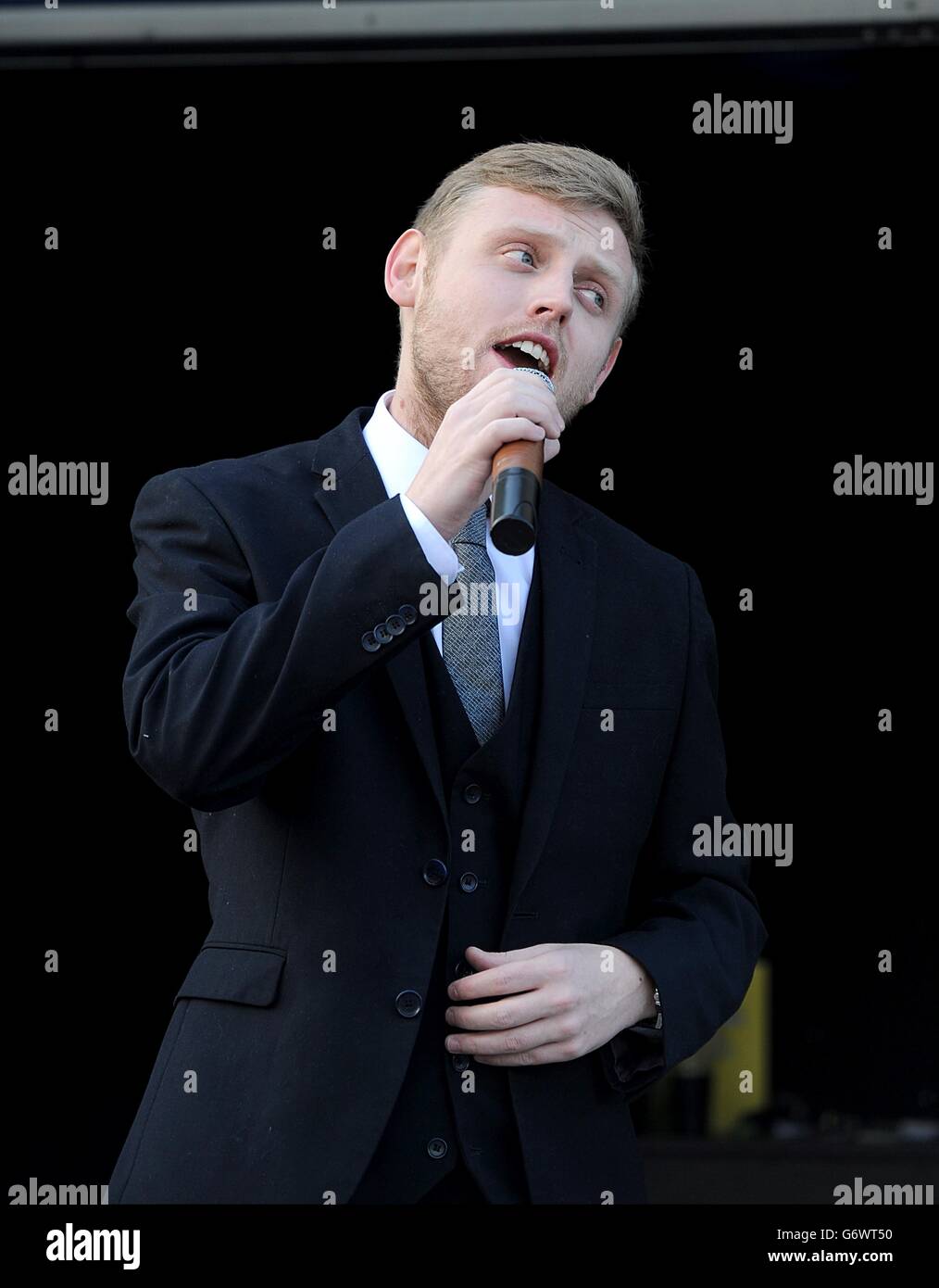 Gary barker performs in the fan zone hi-res stock photography and ...