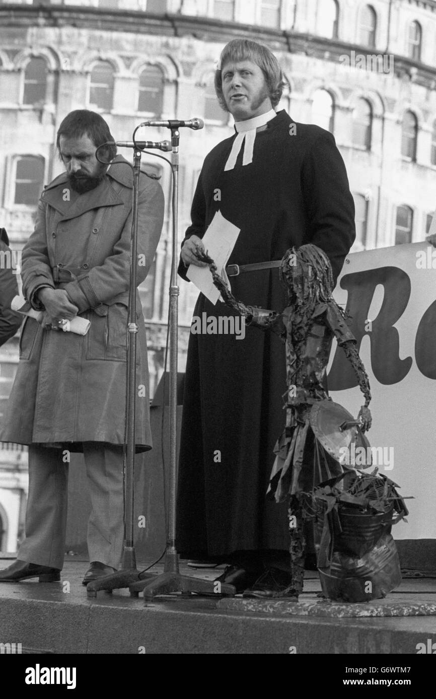 Reverend John Lambert addresses the public meeting in Trafalgar Square ...