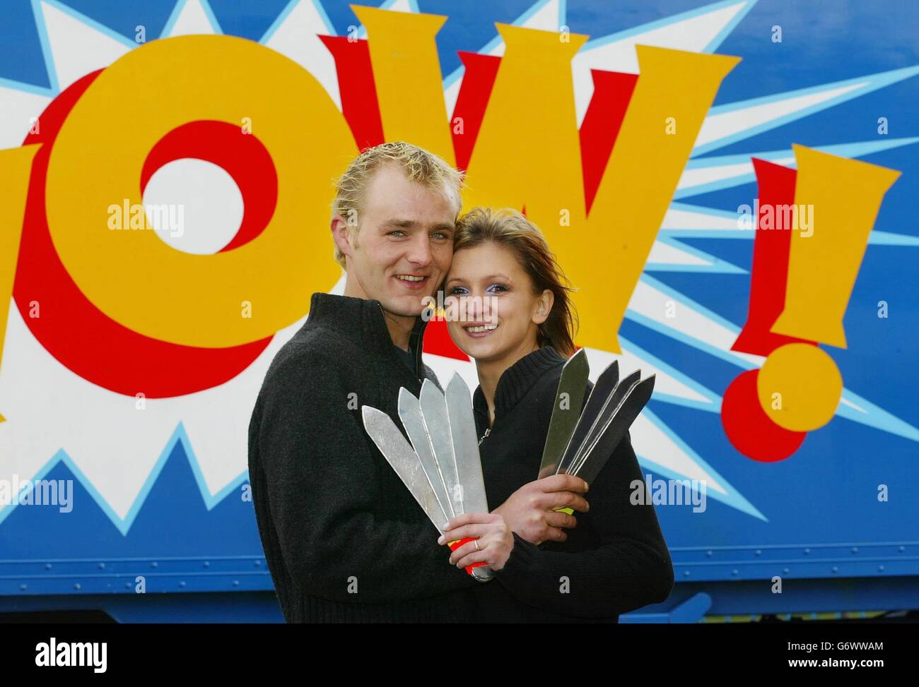 Circus knife thrower Jayde Hanson with his Russian assistant and now ...