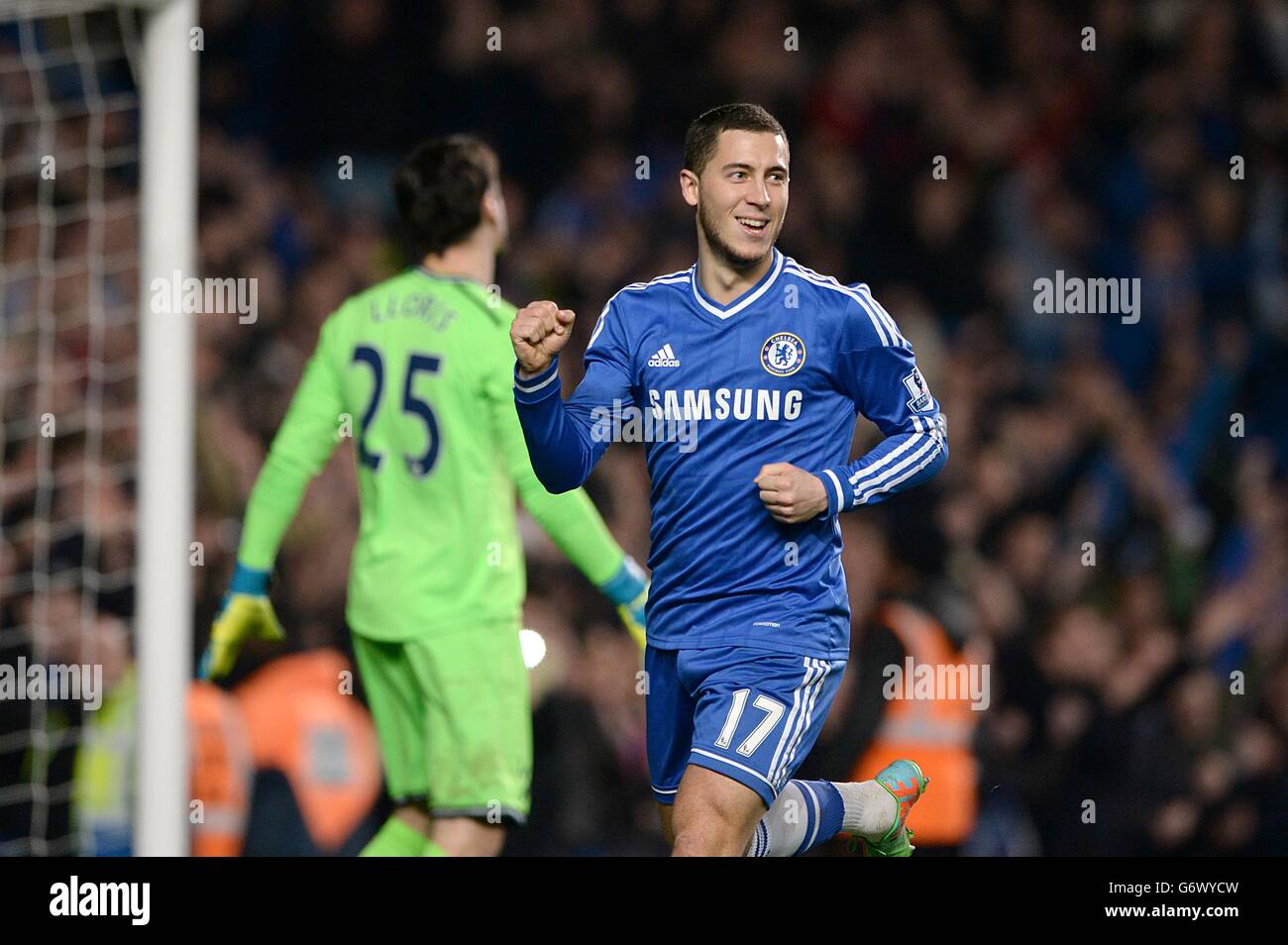 Chelsea's Eden Hazard celebrates scoring their second goal of the game ...