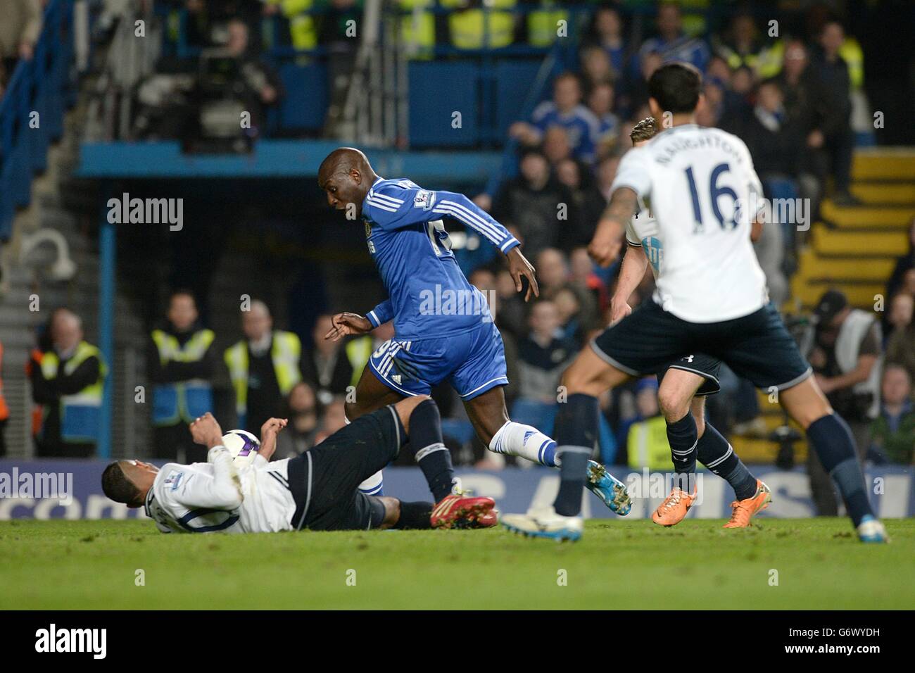 Chelsea's Demba Ba (centre) scores their third goal of the game Stock ...