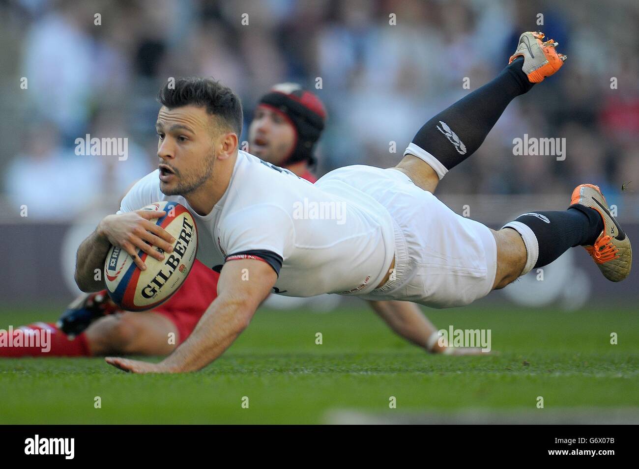 England's Danny Care scores a try during the RBS Six Nations match at ...