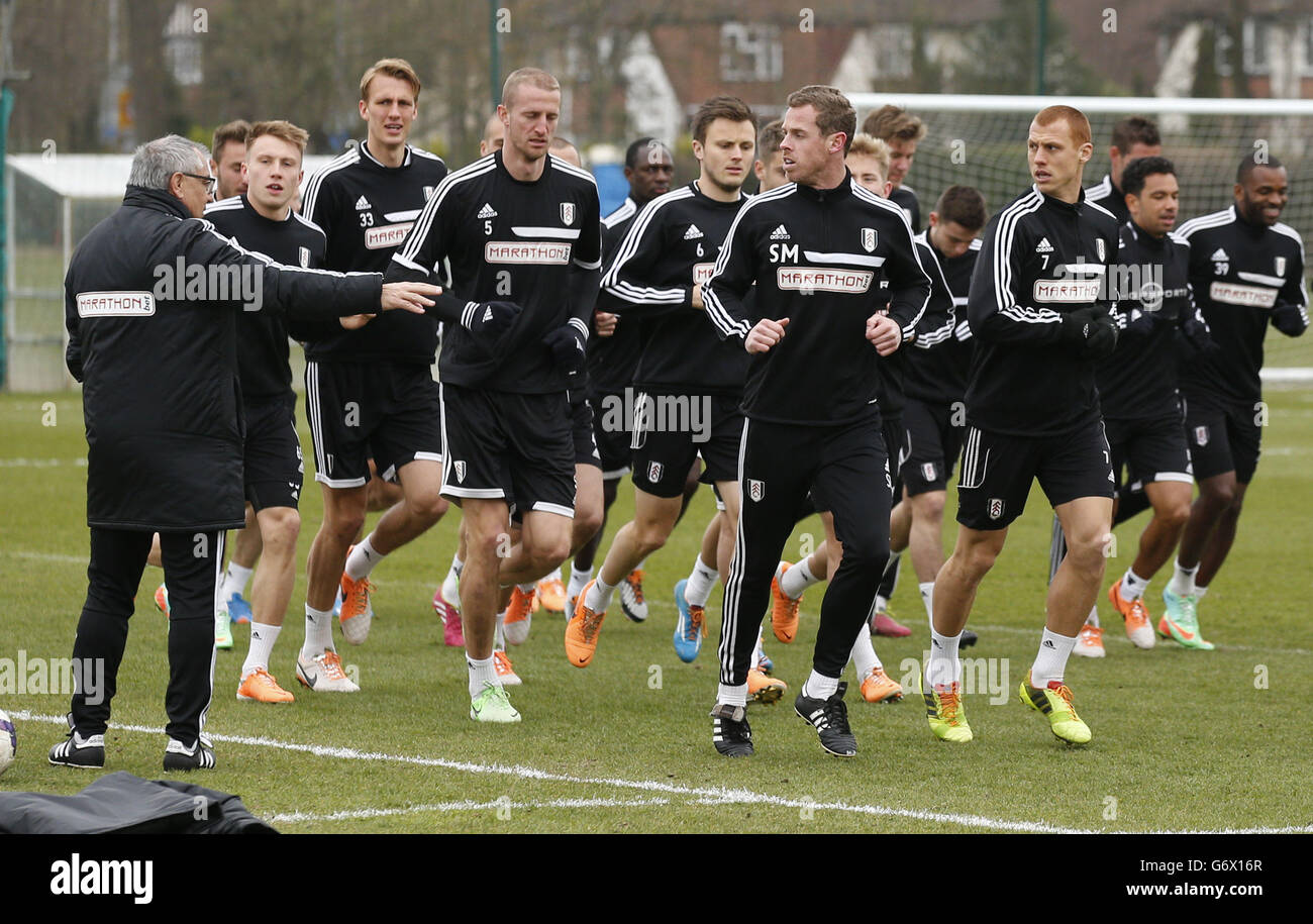 Fulham manager felix magath during training hi-res stock photography ...