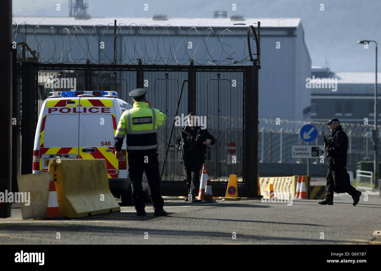General view of HM Naval Base Clyde Faslane in Scotland Stock Photo - Alamy