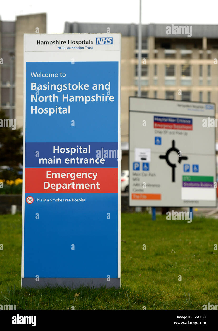 General view of signage for the Basingstoke and North Hampshire ...
