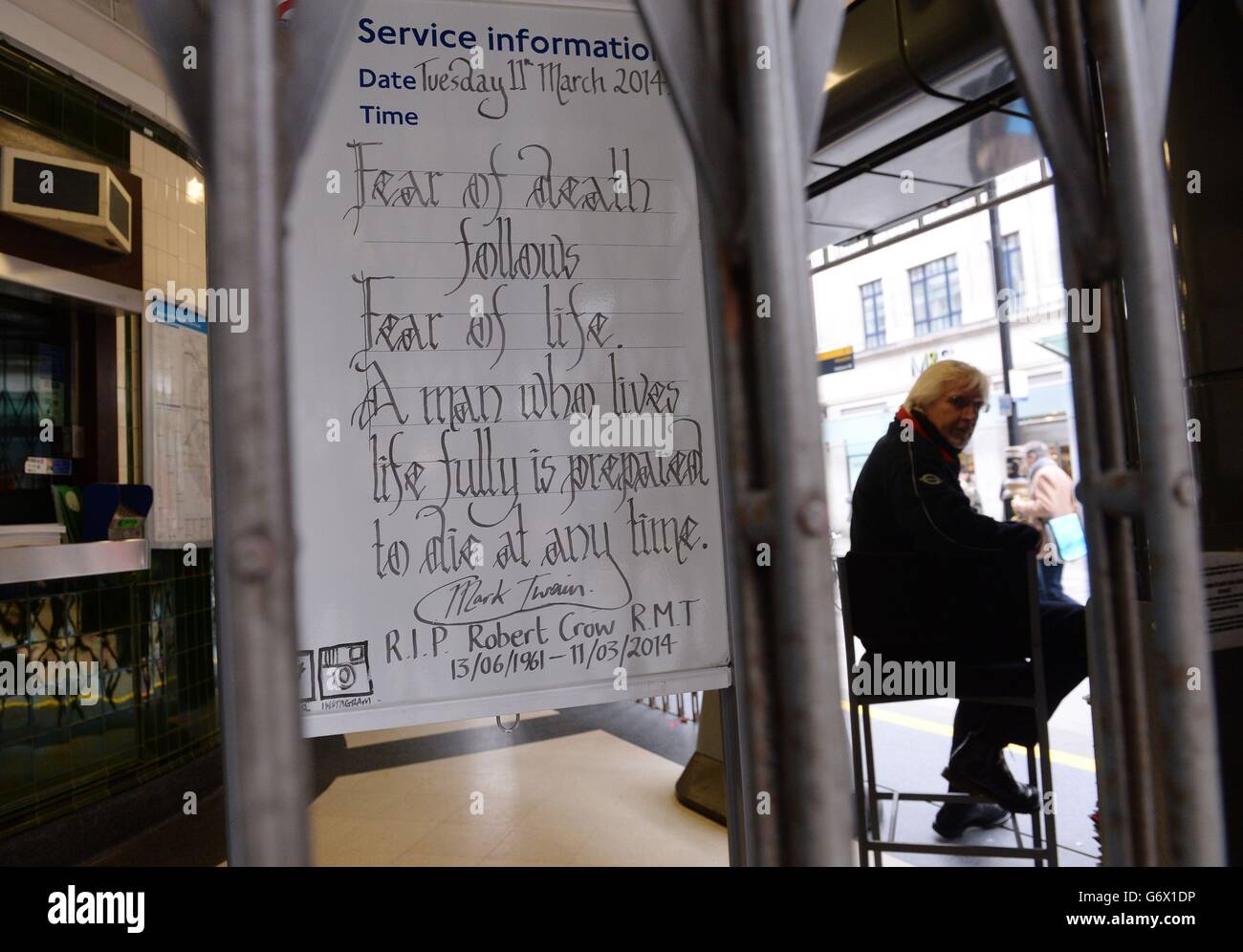 A tribute to Rail, Maritime and Transport union (RMT) leader Bob Crow ...