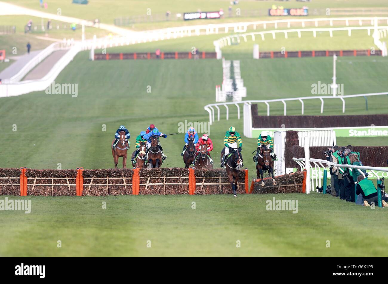 Race action in the Stan James Champion Hurdle Challenge Trophy during ...
