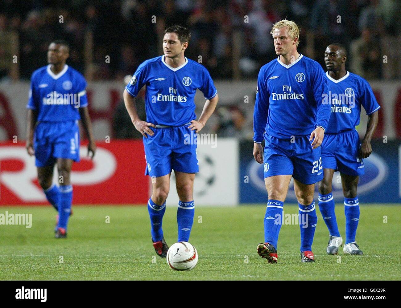 Chelsea players show their dejection after Monaco score during the UEFA ...