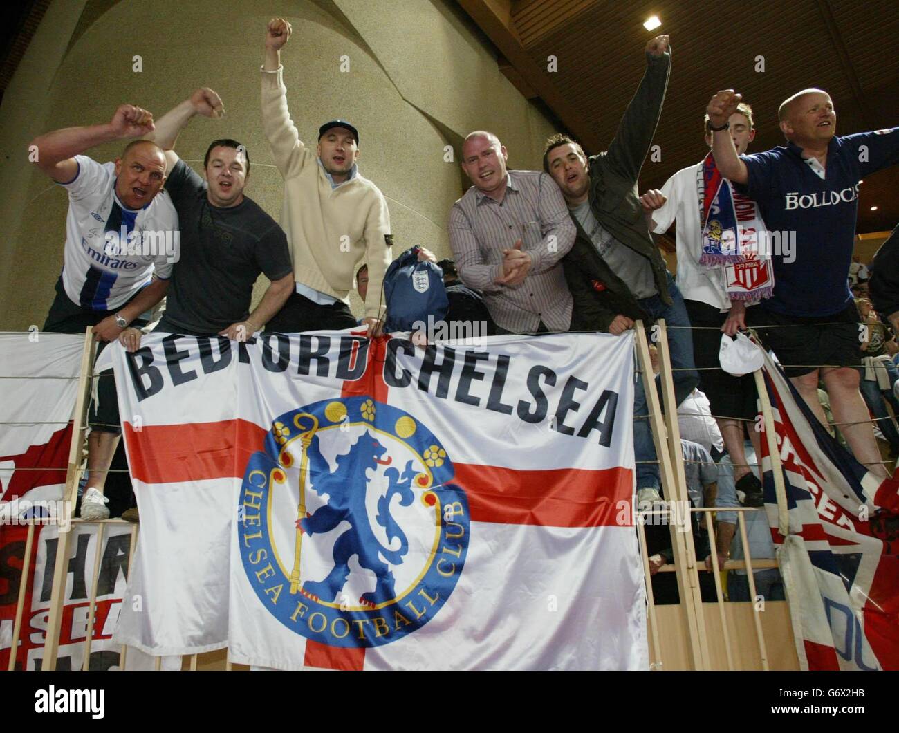 Chelsea fans celebrate at half time while score was 1-1 before ...