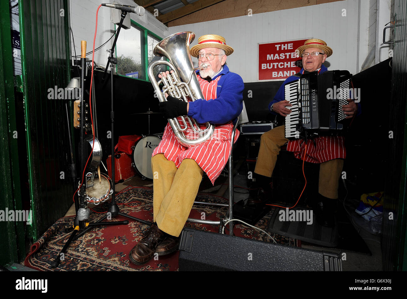 Full length brass band instruments accordian tuba hi-res stock ...