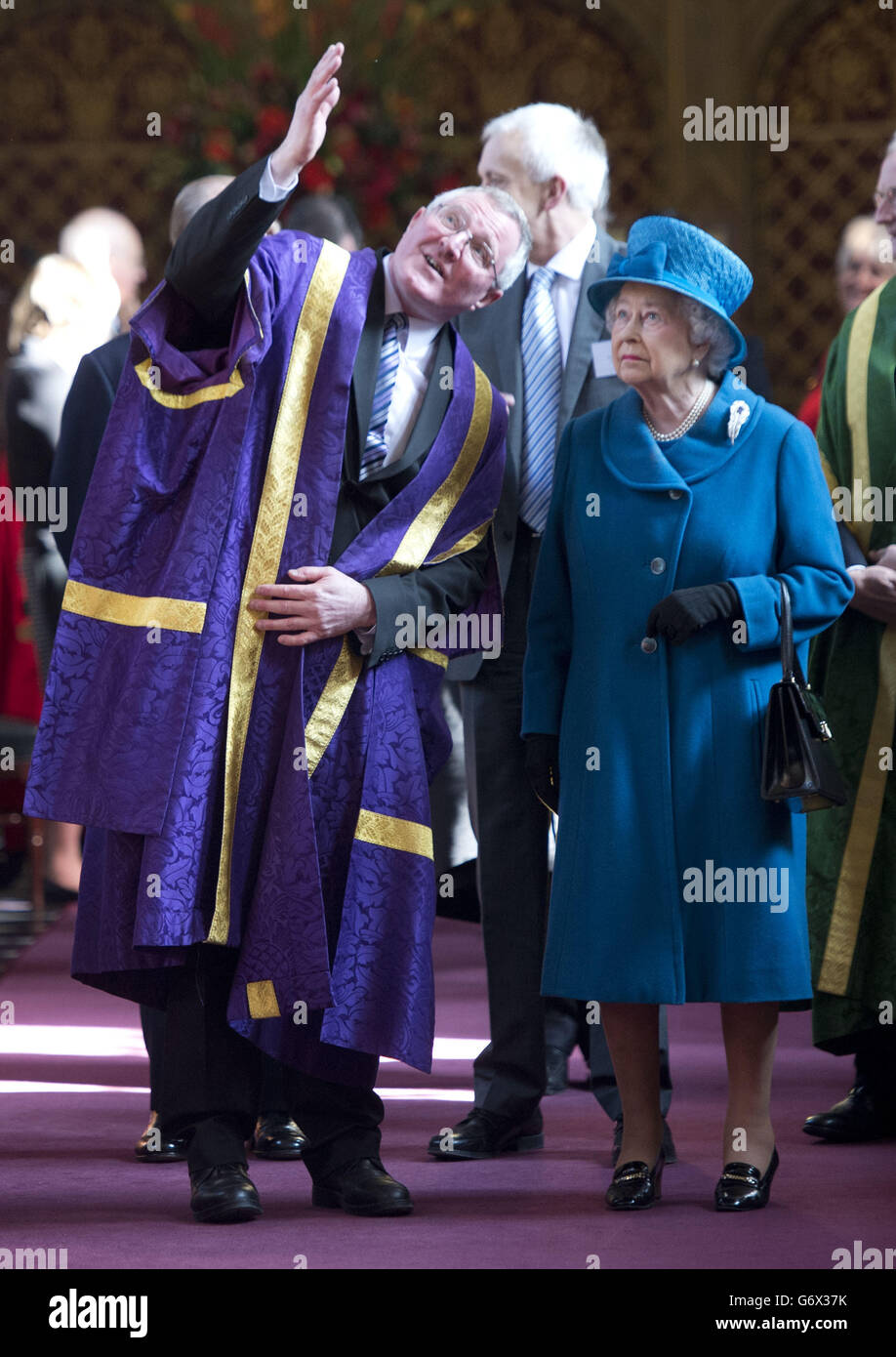 The Principal Prof Paul Layzell shows artwork to Queen Elizabeth II ...