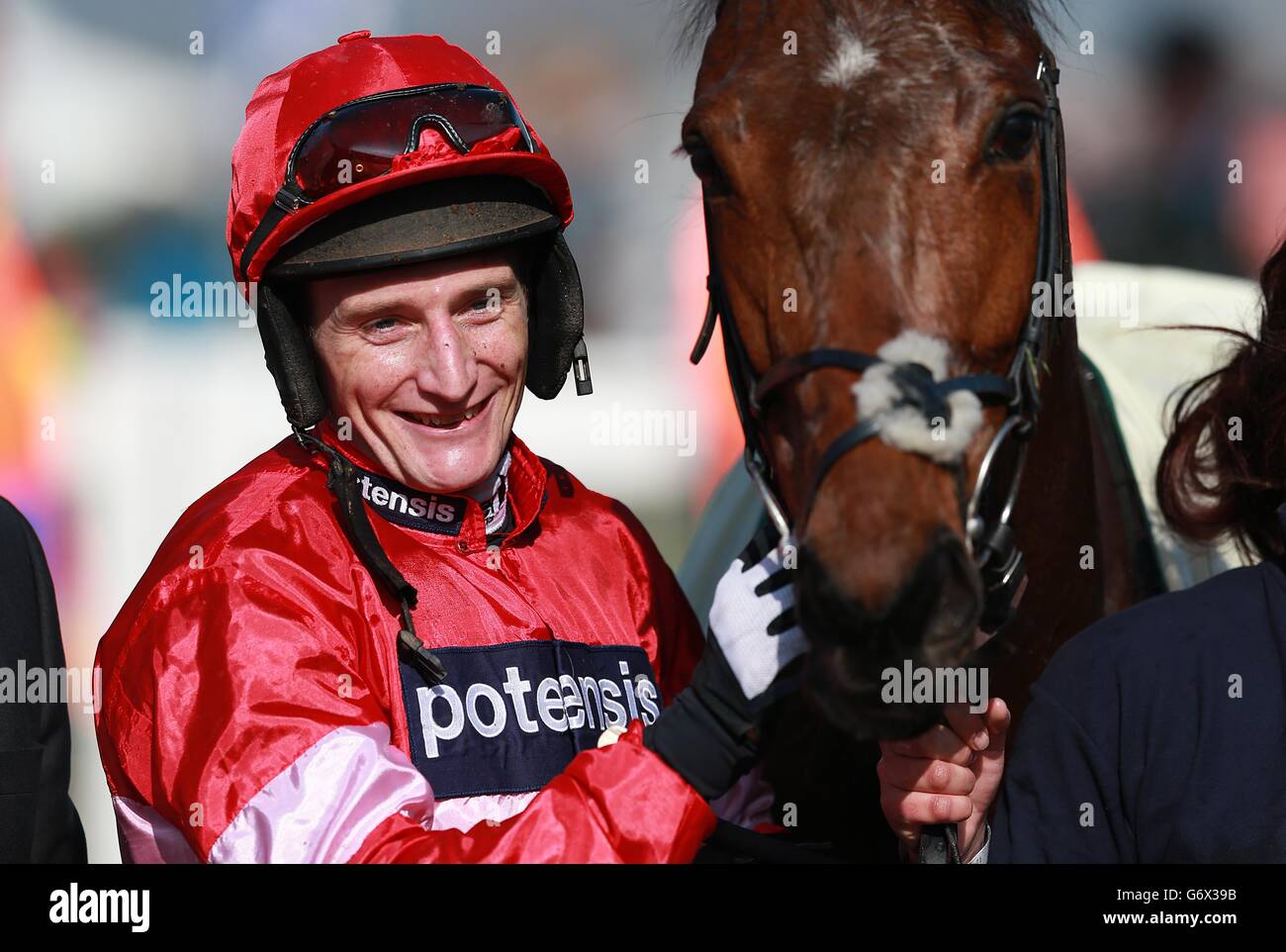 Jockey Daryl Jacob with Lac Fontana after winning the Vincent O'Brien ...