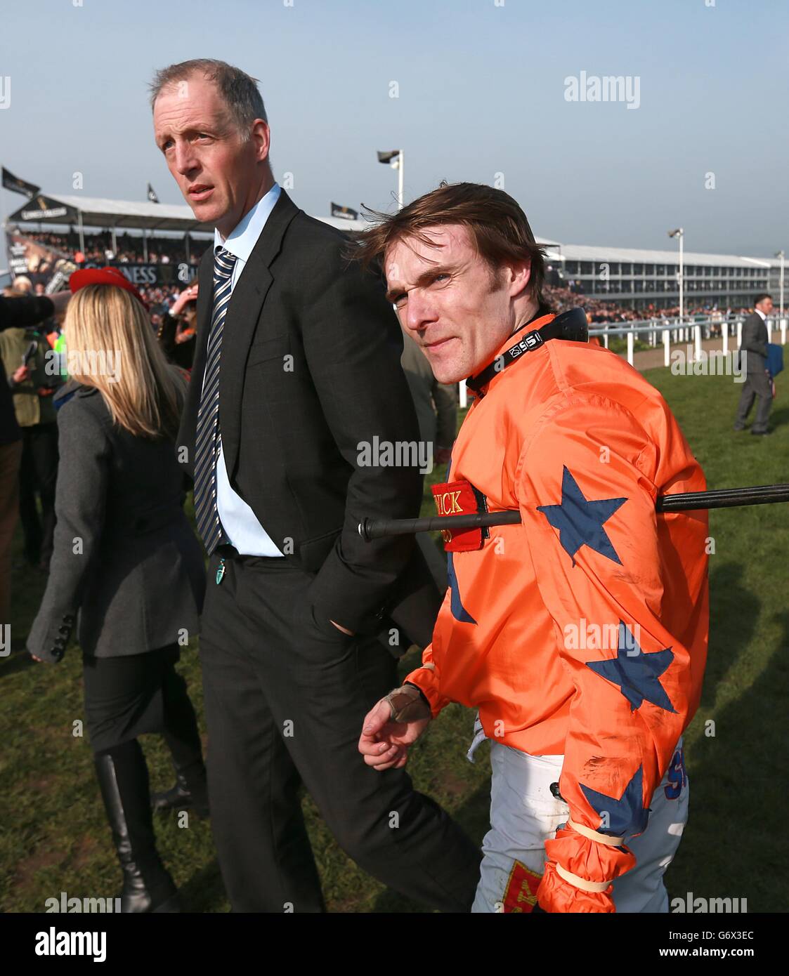 Trainer David Pipe (left) with jockey Tom Scudamore after Kings Palace ...