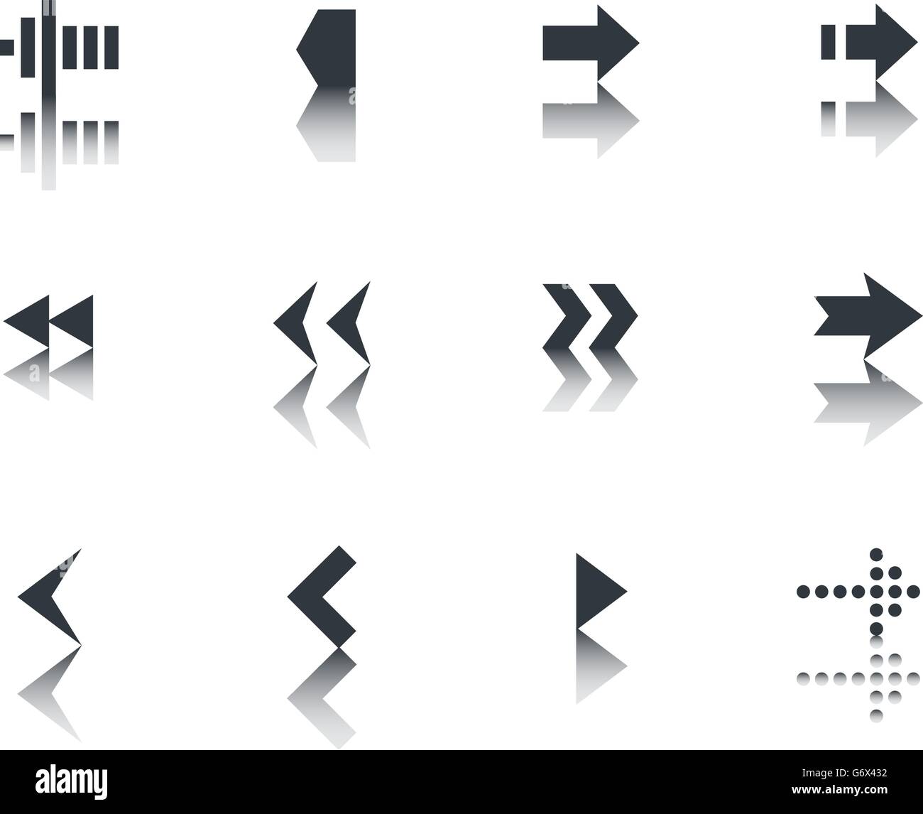 Arrows icon set with reflection Stock Vector Image & Art - Alamy