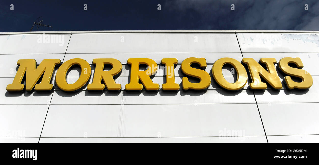 General view of a sign for Morrisons supermarket. General view of a ...