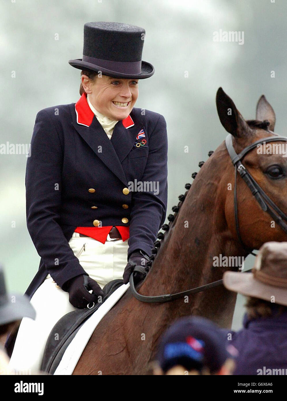 Pippa Funnell looking pleased as she and her horse Cornerman finish the ...