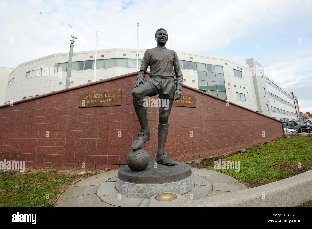 A Jimmy Armfield statue outside Bloomfield Road, home of Blackpool ...