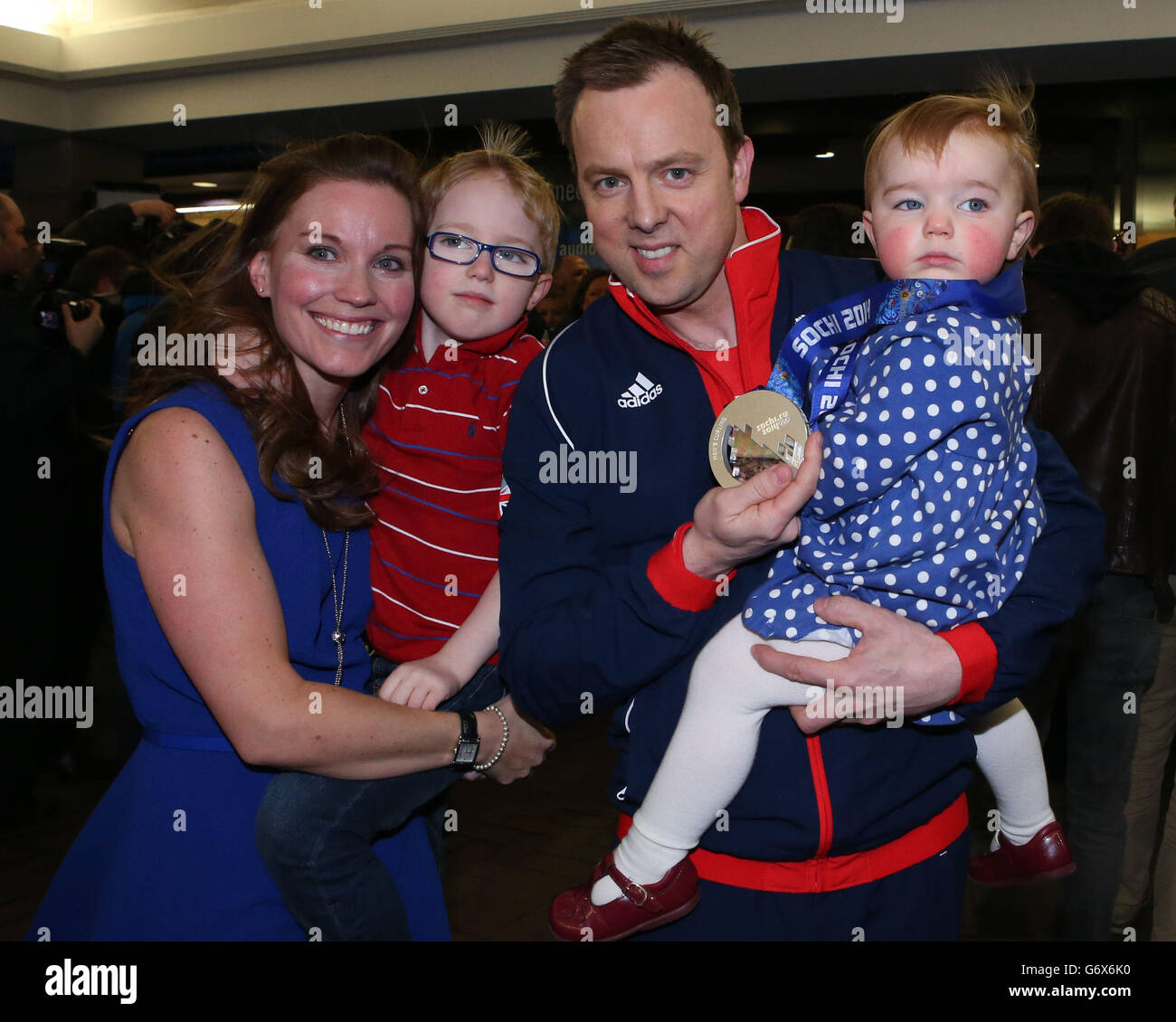 Great Britain's Tom Brewster with his wife Kim and daughter Charlotte ...