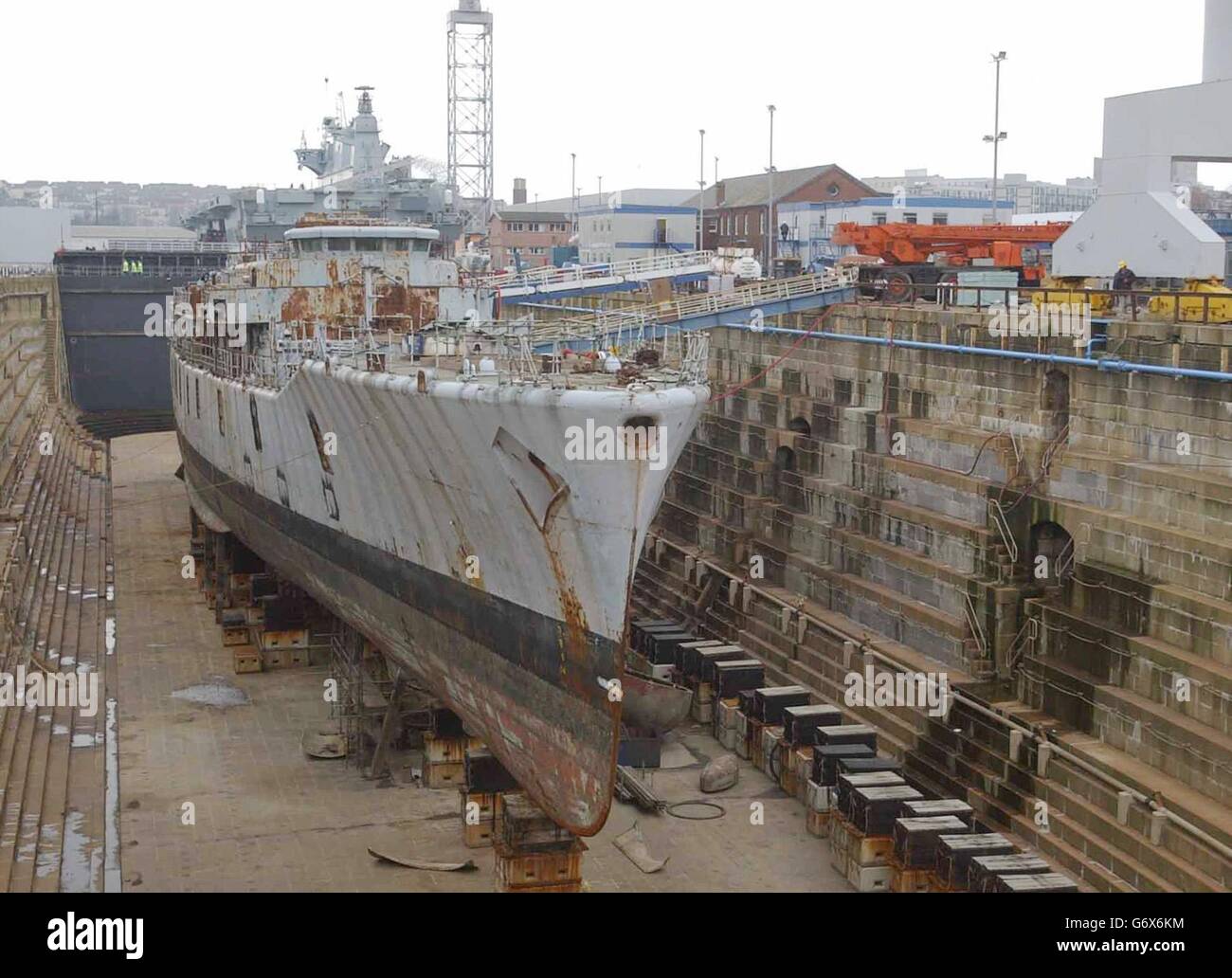 HMS Scylla at at Devonport Dockyard before she is due to be sunk ...