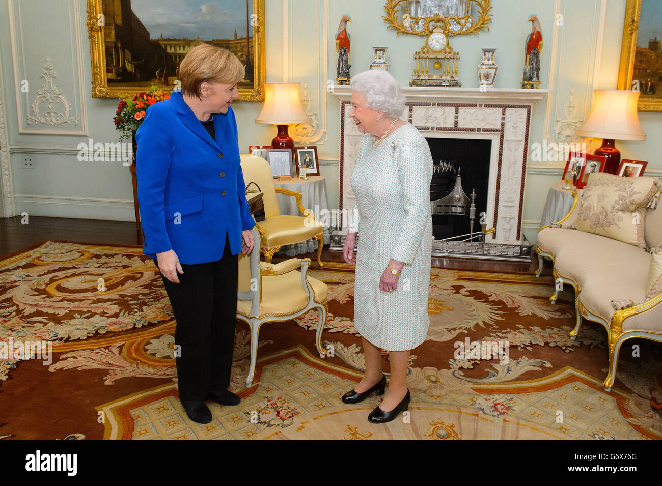 Queen Elizabeth II meets German Chancellor Angela Merkel at Buckingham ...