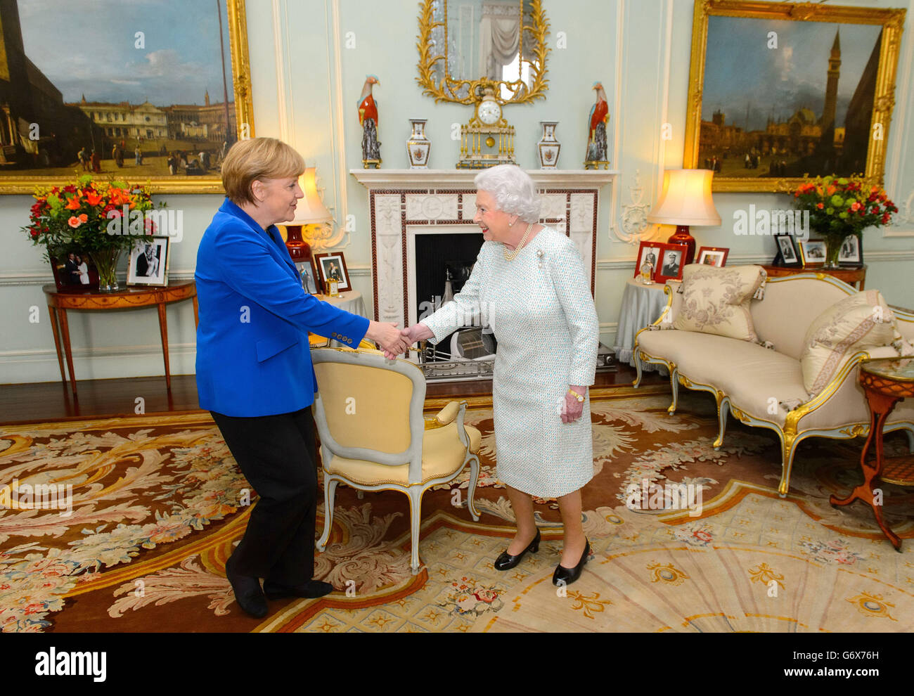 Queen Elizabeth II meets German Chancellor Angela Merkel at Buckingham ...