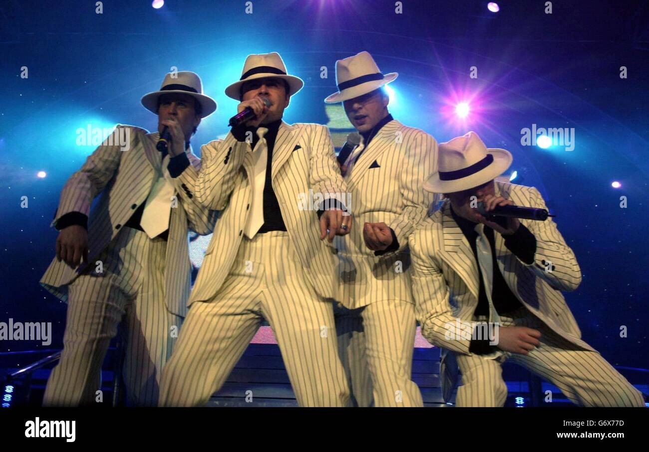 Westlife perform live on stage at the Odyssey in Belfast, northern ...