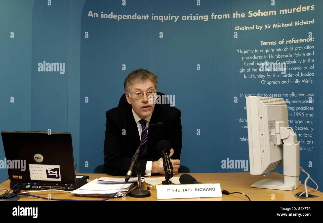 Sir Michael Bichard delivers his closing statement at the end of the ...