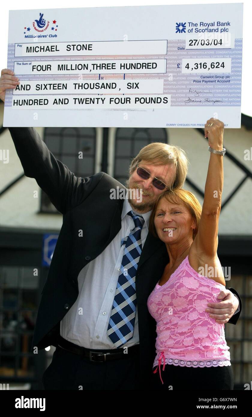 Mike and Sarah Stone from Leyland in Lancashire, celebrate their 4.3 ...