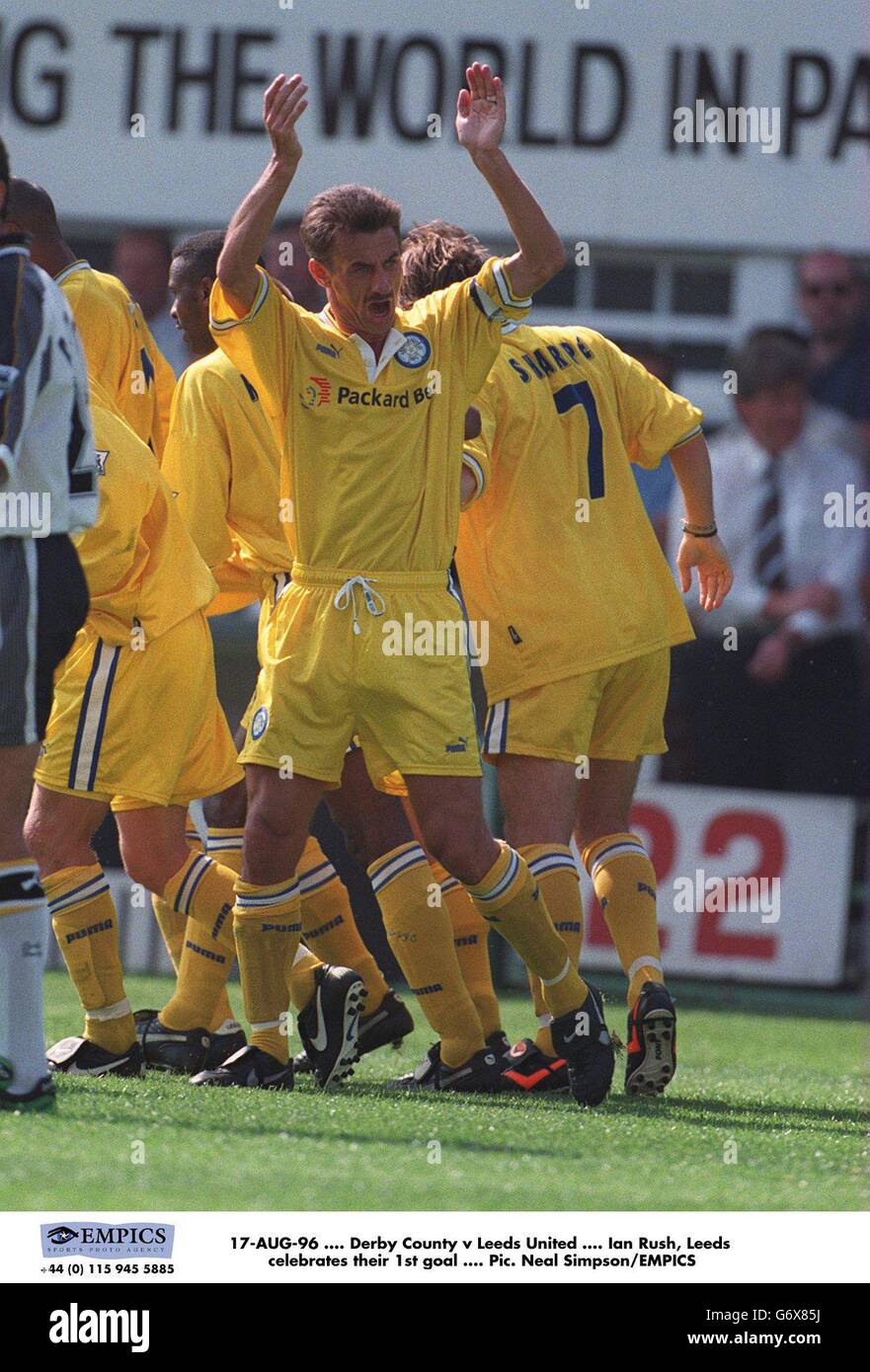 Premier League Soccer Derby County v Leeds United. Ian Rush, Leeds ...