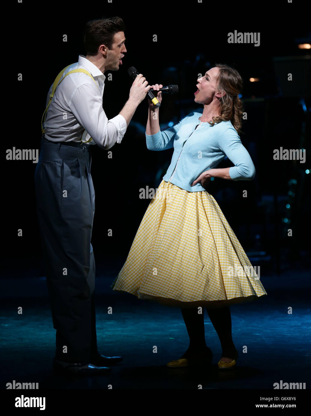 Michael Xavier and Joanna Riding performing at the fundraiser concert ...