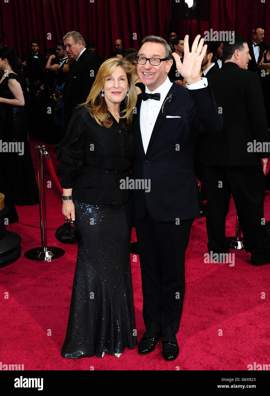 Paul Feig and wife Laurie arriving at the 86th Academy Awards held at ...