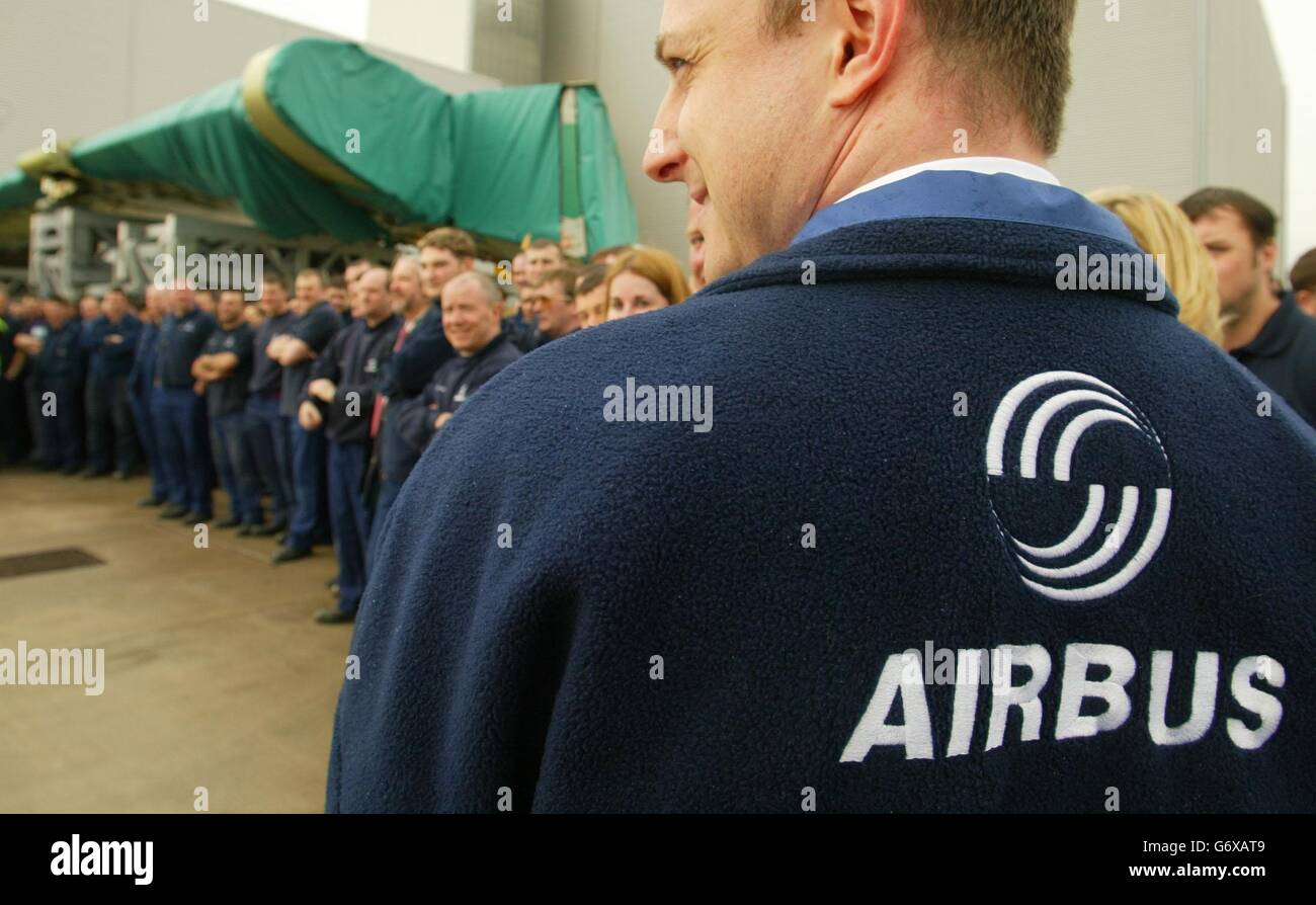 General view of workers at the Airbus factory at Broughton near Chester ...