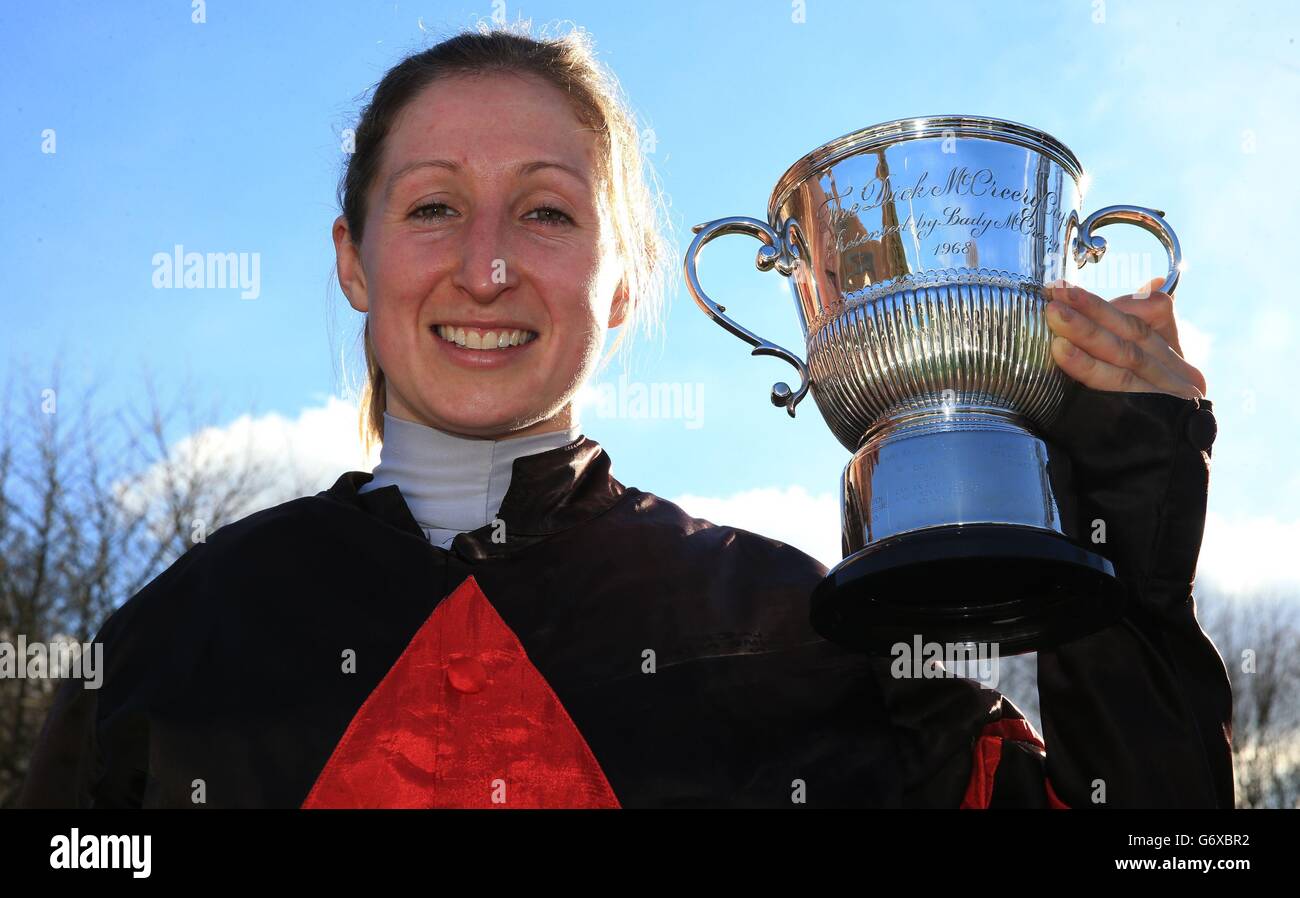 Jockey LBdr Sally Randall with the cup after winning the The Grand ...