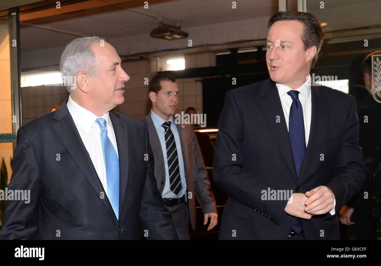 Prime Minister David Cameron is greeted by Israeli Prime Minister ...