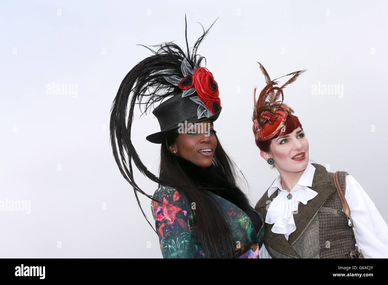 Eliza Cook from Mumbles and Lystra Adams from Staffordshire (left) pose ...