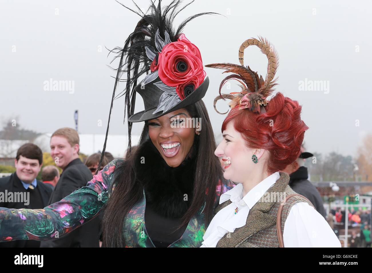Eliza Cook from Mumbles and Lystra Adams from Staffordshire (left) pose ...