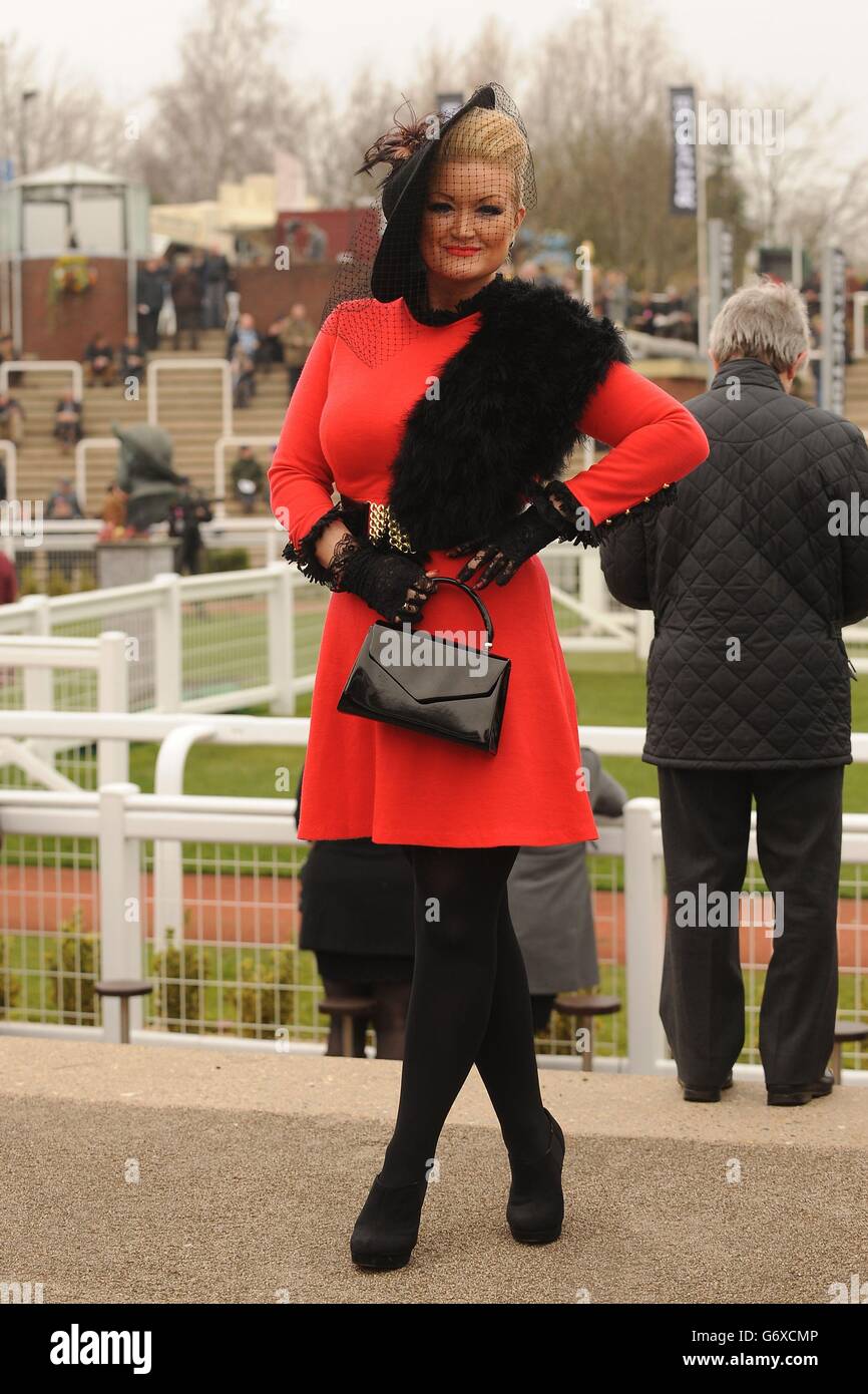 Amanda lee from nottingham during ladies day at cheltenham racecourse ...