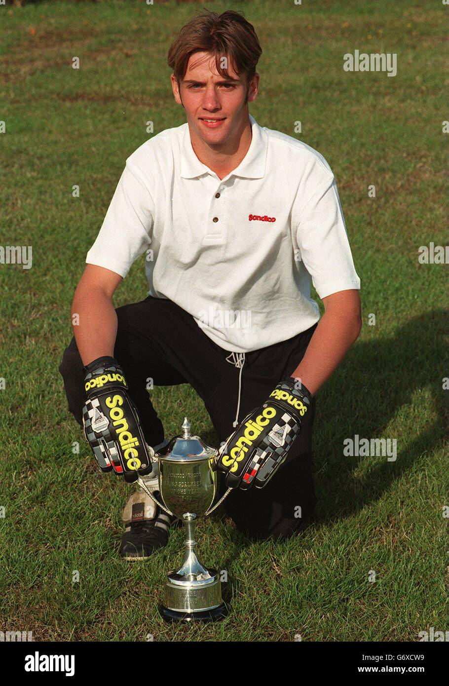Andrew Hunt wins Sondico Young Goalkeeper Award. Pictured with his ...