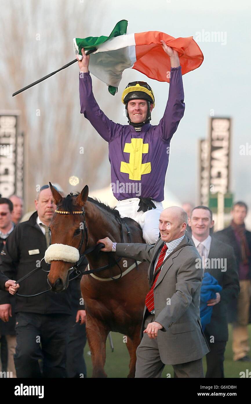 Jockey Robbie McNamara celebrates on Silver Concorde after victory in ...