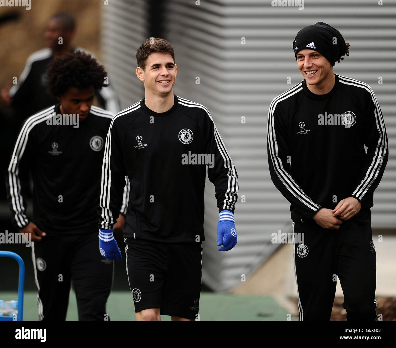 Chelsea's Oscar (left) and David Luiz during a training session at ...